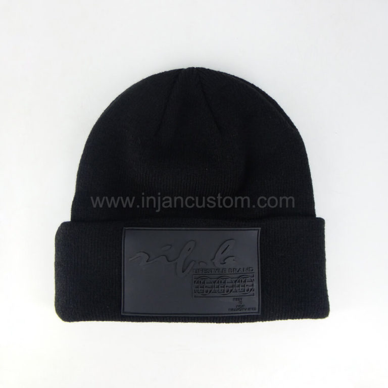 Custom Design Beanies with Rubber Patch on Cuff | Fully Custom Hats and ...
