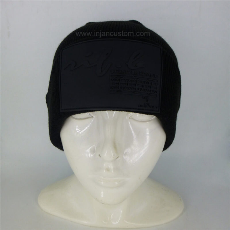 Custom Design Beanies with Rubber Patch on Cuff | Fully Custom Hats and ...