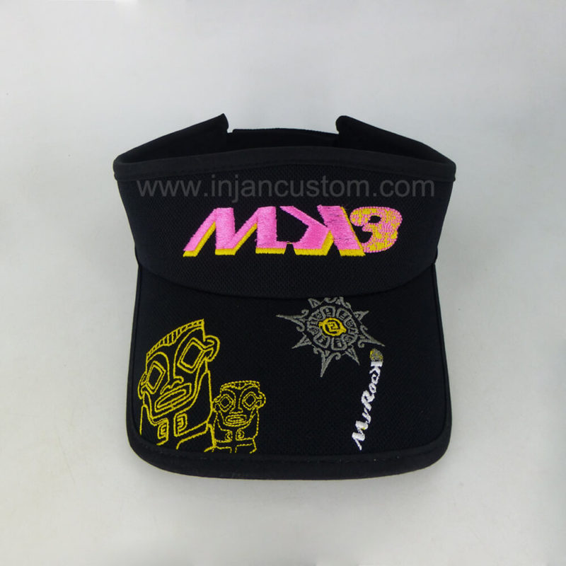 Custom Sun Visor Hats with Flat Embroidery Design | Fully Custom Hats ...