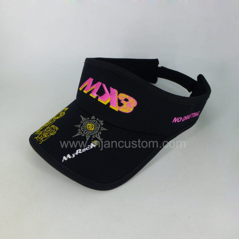 Custom Sun Visor Hats with Flat Embroidery Design | Fully Custom Hats ...